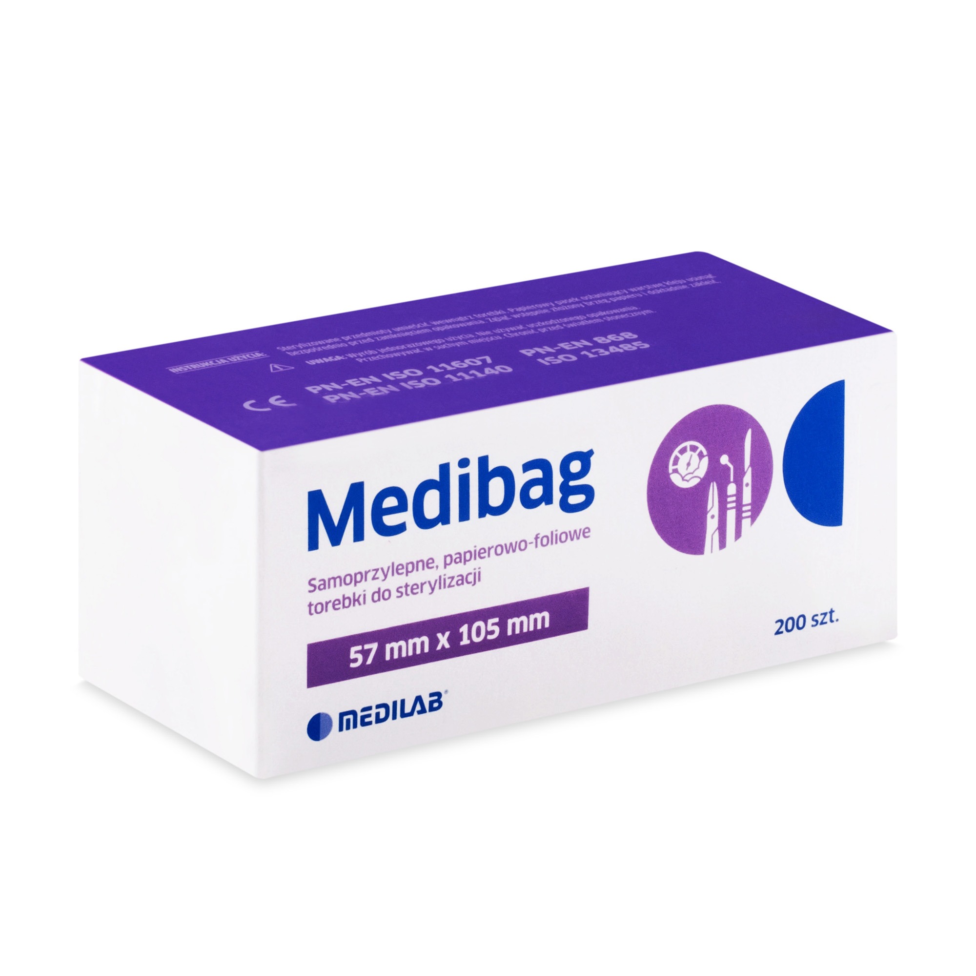 MediBag – Torebki do sterylizacji 57mm x 105mm (200szt) – Aba Group