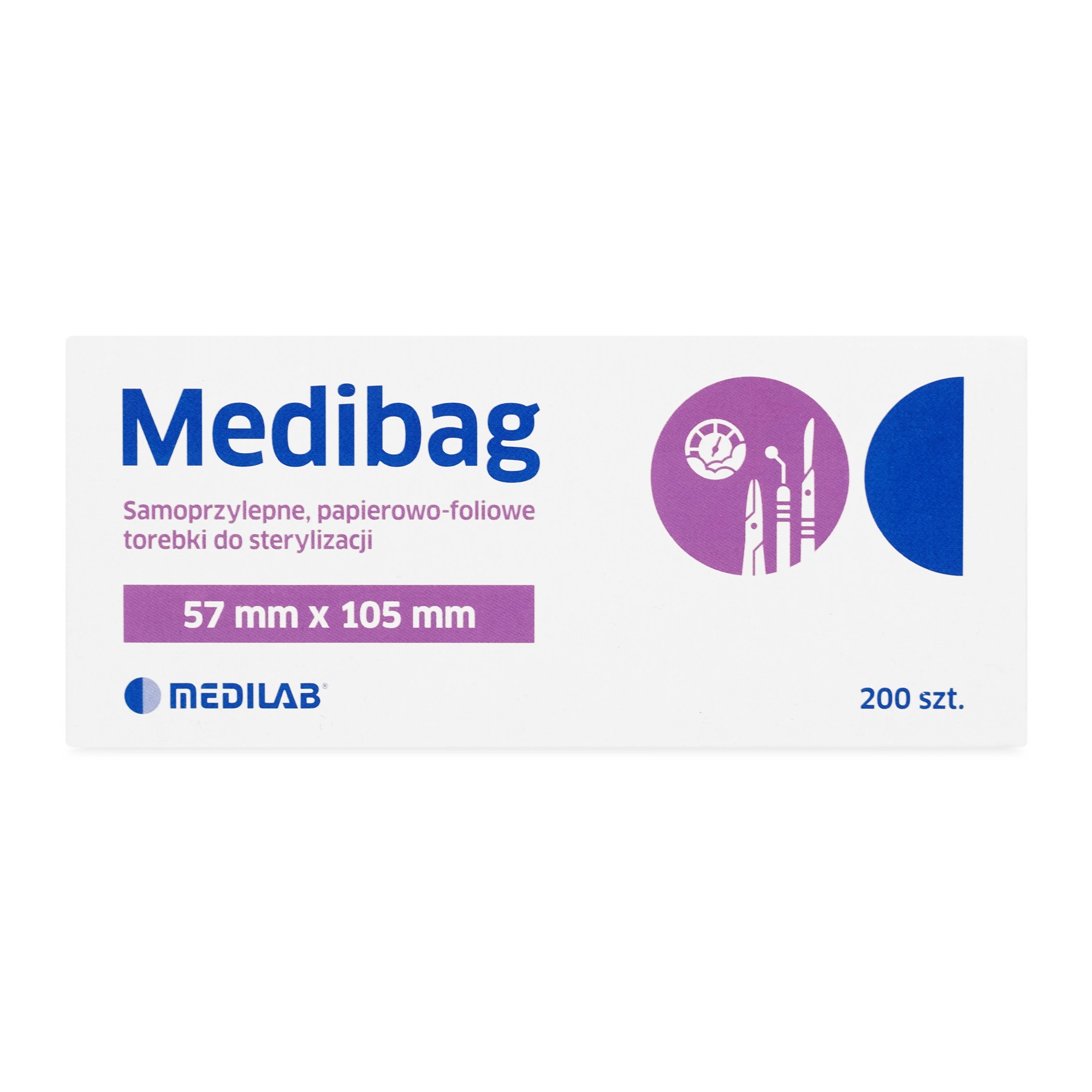 MediBag – Torebki do sterylizacji 57mm x 105mm (200szt) – Aba Group